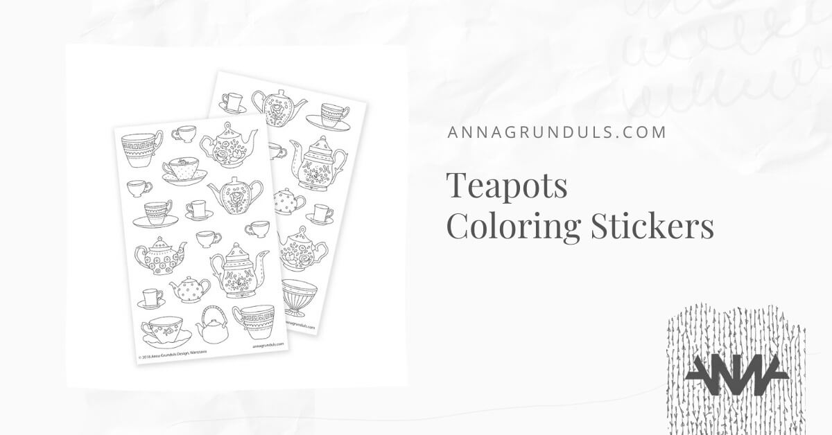 Adult Coloring Stickers with Teapots and Cups for Tea Party Favors ...