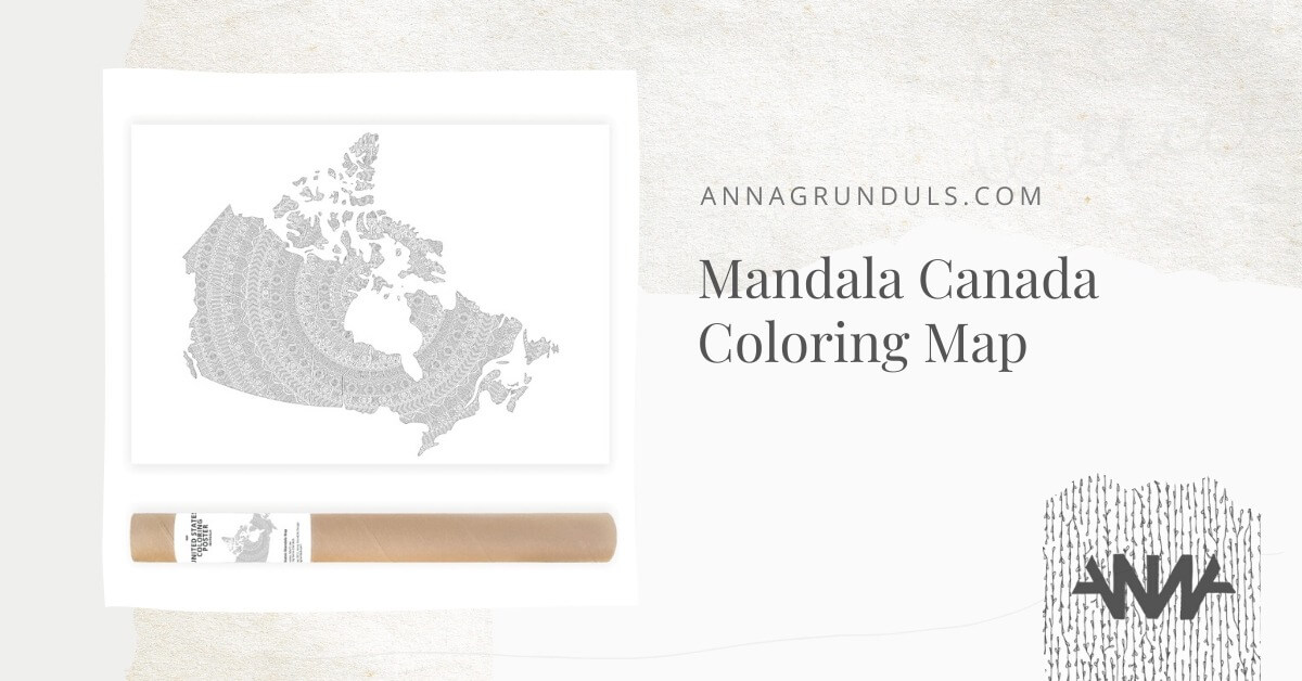 Canada coloring map - mandala patterns coloring poster - adult coloring ...
