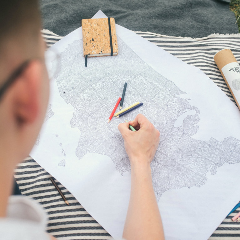 Very Detailed Mandala US Coloring Map to Color In Visited States and ...