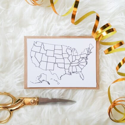USA Coloring Map Postcard - Anna Grunduls Design