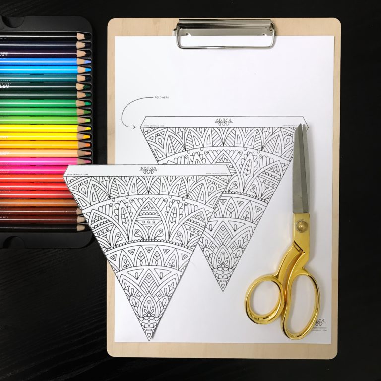 Adult Coloring Bunting in 5 Easy Steps - Free Printable Coloring Page
